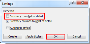 How to move the group plus/minus sign to top in Excel?