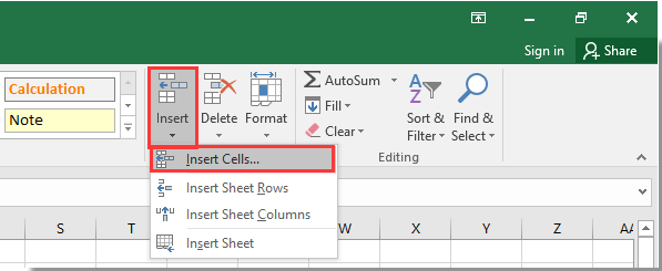 How to insert or delete partial row in Excel?