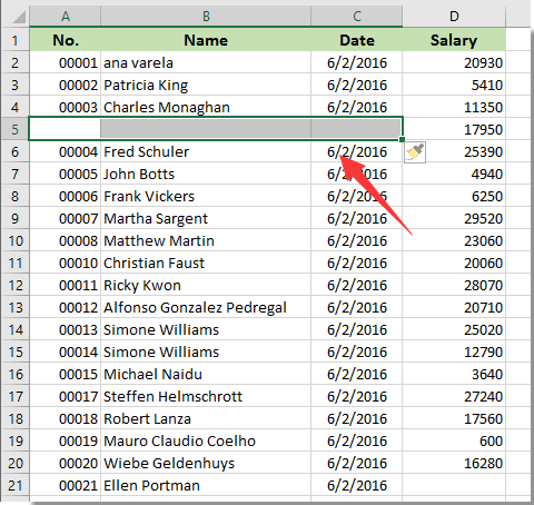 How to insert or delete partial row in Excel?