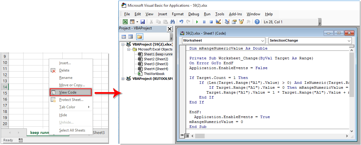 How to keep running total in one or a single cell in Excel?