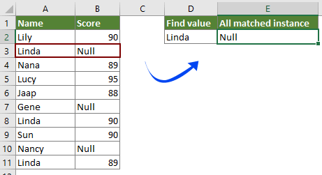 How to list all matched instances of a value in Excel?