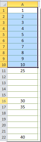 How to list all numbers between two or more numbers in Excel?
