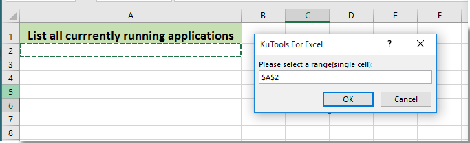 How to list all opening (currently running) applications in Excel?