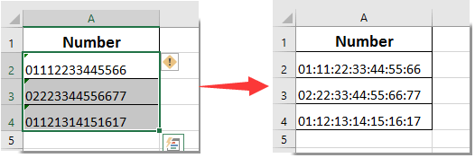 How to format mac addresses in cells by adding colon symbol in Excel?