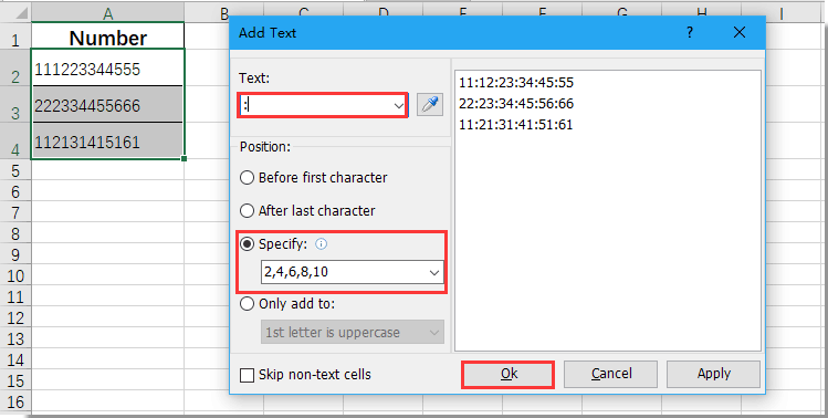 How to format mac addresses in cells by adding colon symbol in Excel?