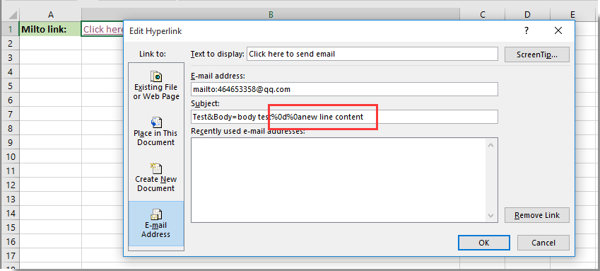 How To Add New Line To Email Body In Mailto Hyperlink In Excel 