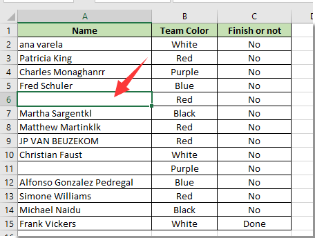 How to move down to or select the next empty cell in a column in Excel?