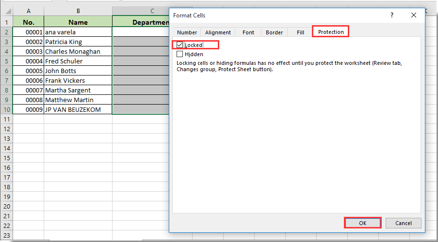 How to prevent data entry into specific cells of a worksheet in Excel?