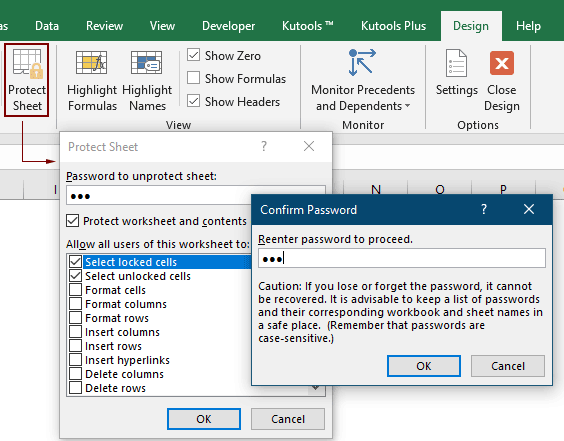 How to prevent data entry into specific cells of a worksheet in Excel?
