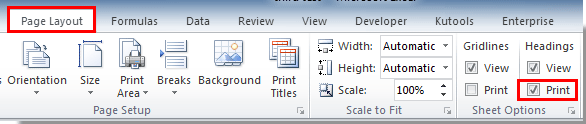 How to print row and column headings in Excel?