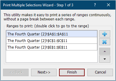 How to print selected columns together on one page in Excel?