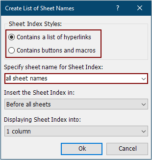 How to print sheet name or a list of sheet names in Excel?