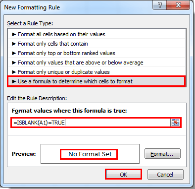 How to remove conditional formatting from blank cells in Excel?