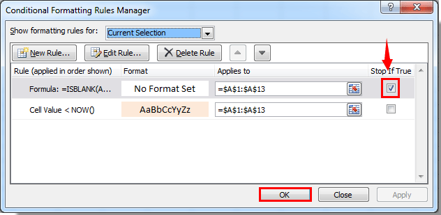 How to remove conditional formatting from blank cells in Excel?