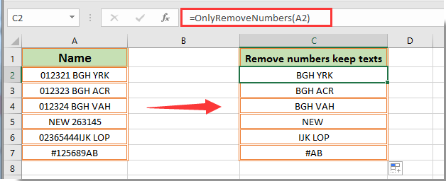 How to remove numbers from cells which containing texts and numbers in ...