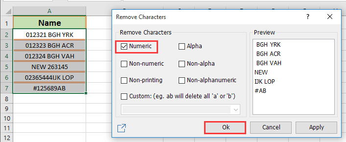 How to remove numbers from cells which containing texts and numbers in ...