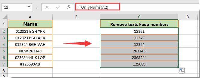 How To Remove Only Text From Cells That Containing Numbers And Texts In 