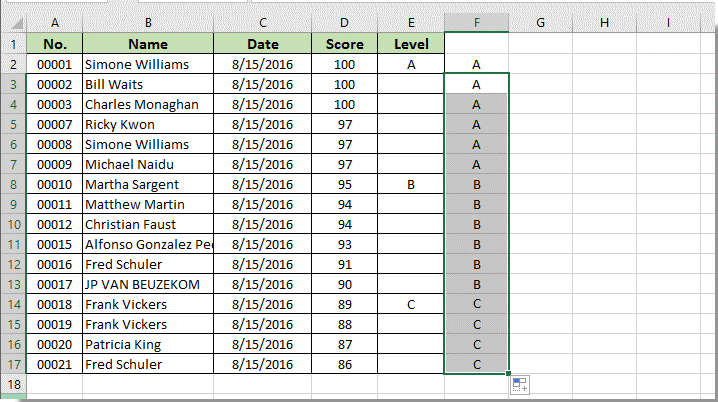 How to repeat a cell value until new value is seen or reached in Excel?