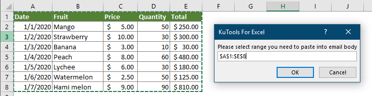 How To Send Email With Copying And Pasting A Specified Range Into Email