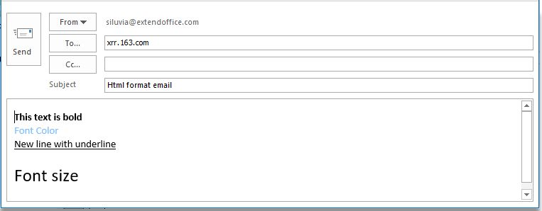 How to send email with specified bold/size/color/underline text format ...