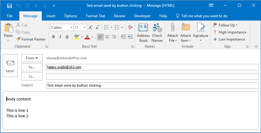 How to send email if button is clicked in Excel?