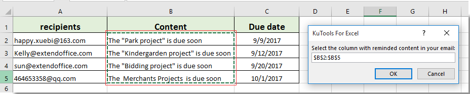 How to send email if due date has been met in Excel?
