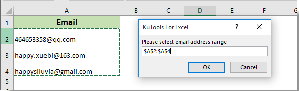 How to send email to email addresses specified in cells in Excel?