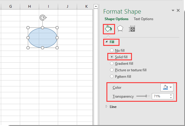 How To Fill A Shape With Transparent Background Color In Excel 