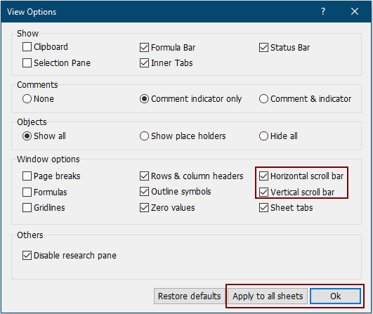 How To Show Or Hide Horizontal And Vertical Scroll Bar In Microsoft Excel 5823