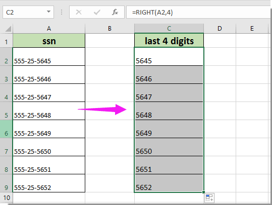 Comment Afficher Uniquement Les 4 Derniers Chiffres Du Num ro De S curit Sociale SSN Dans Excel 