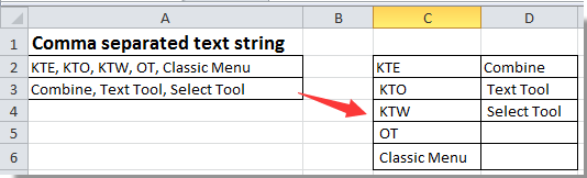How to split comma separated values into rows or columns in Excel?