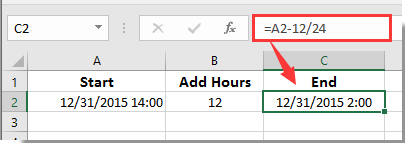 How to add or subtract hours from a date/time field in Excel?