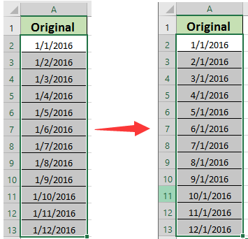 How to swap or reverse day and month of date in Excel?