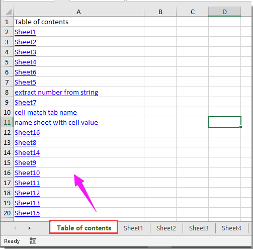 How To Create A Table Of Contents For All Spreadsheets Tab Name With Hyperlinks In Excel 