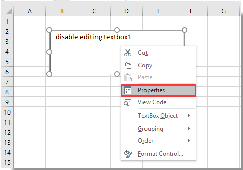 How to disable editing in textbox to prevent user inputting in Excel?