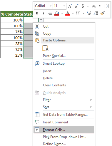 How to fill drop-down list cells with only colors and not texts in Excel?