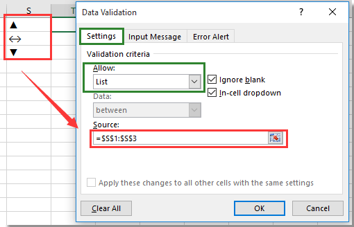 How to create drop down list with symbol in Excel?