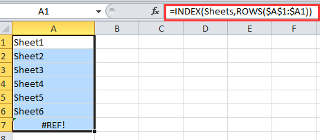How to create a dynamic list of worksheet names in Excel?