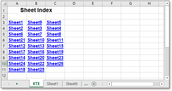 How to create a dynamic list of worksheet names in Excel?