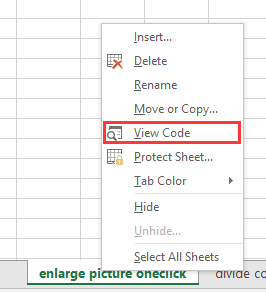 How to enlarge or shrink picture with one click in Excel?