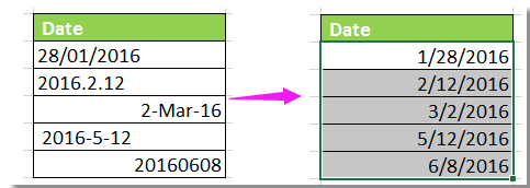How to quickly convert Euro date format to US date in Excel?