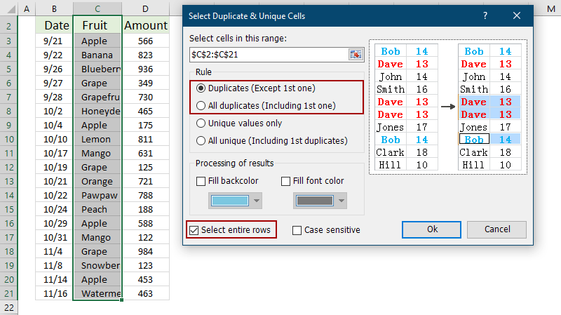 Find, highlight, filter, count, and delete duplicates in Excel