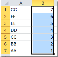 How to flip / reverse a column of data order vertically in Excel?