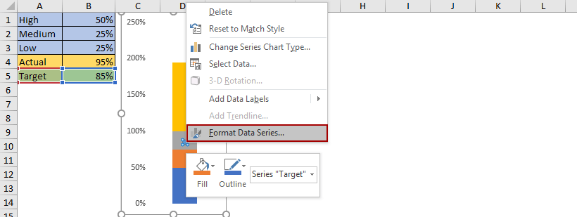 How to create bullet chart and horizontal bullet chart in Excel?
