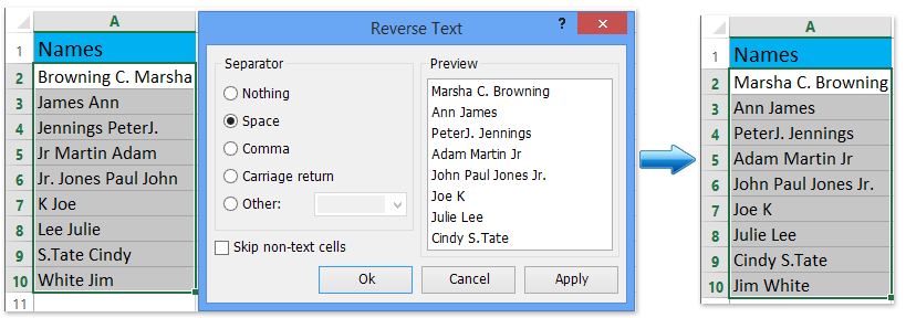 How to sort full names by last name in Excel?