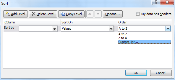 How to sort data by custom list in Excel?