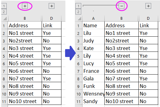 How to expand all collapsed columns or rows in Excel?