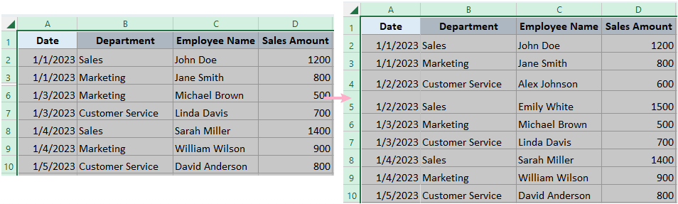 Steps on expanding all collapsed columns or rows in Excel