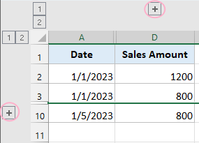 Steps on expanding all collapsed columns or rows in Excel