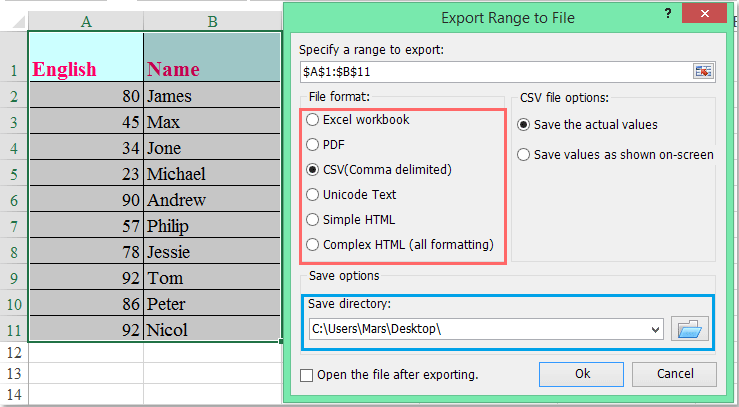 How To Export Range Of Cells In Excel To Csv File 
